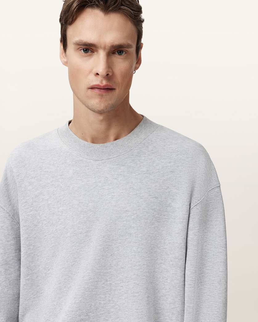 Milo Boxy Cotton Sweatshirt Light Grey Marl | ALLSAINTS FR